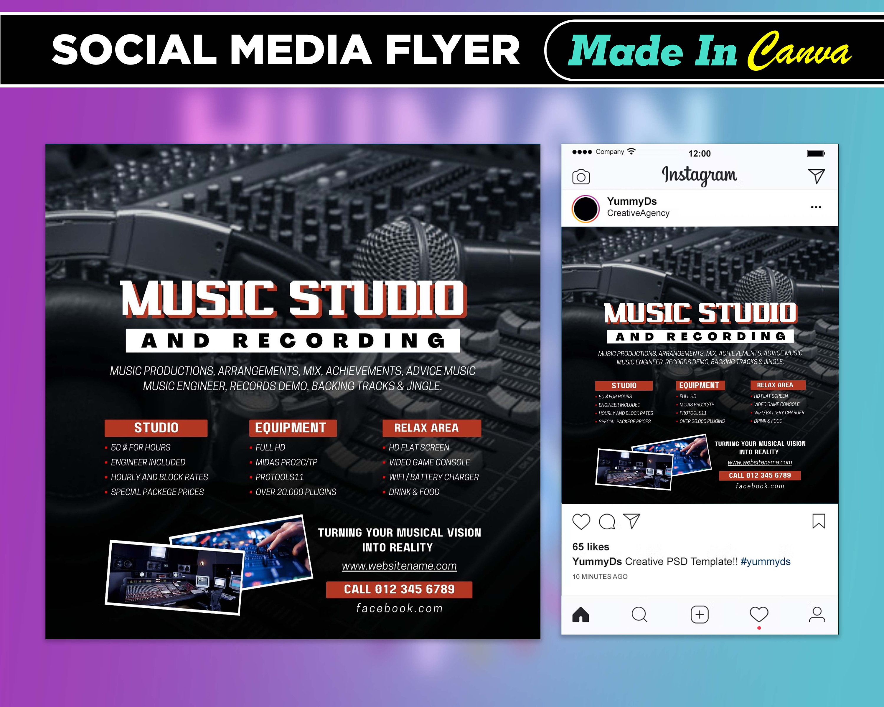 Studio Flyer, DIY Canva Studio Flyer Template 2022, Editable Social ...