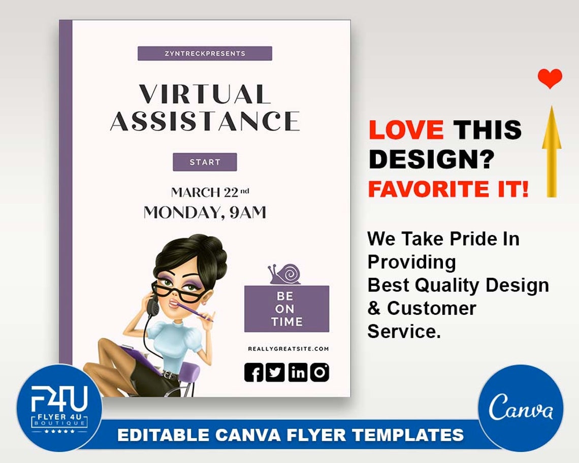 Virtual Assistant Flyer DIY Canva Virtual Assistant Flyer - Etsy