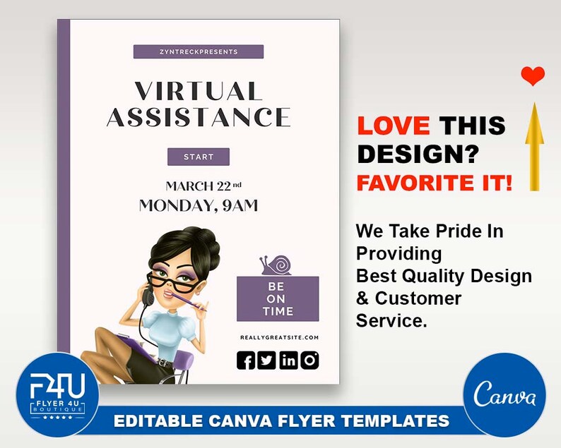Virtual Assistant Flyer DIY Canva Virtual Assistant Flyer - Etsy