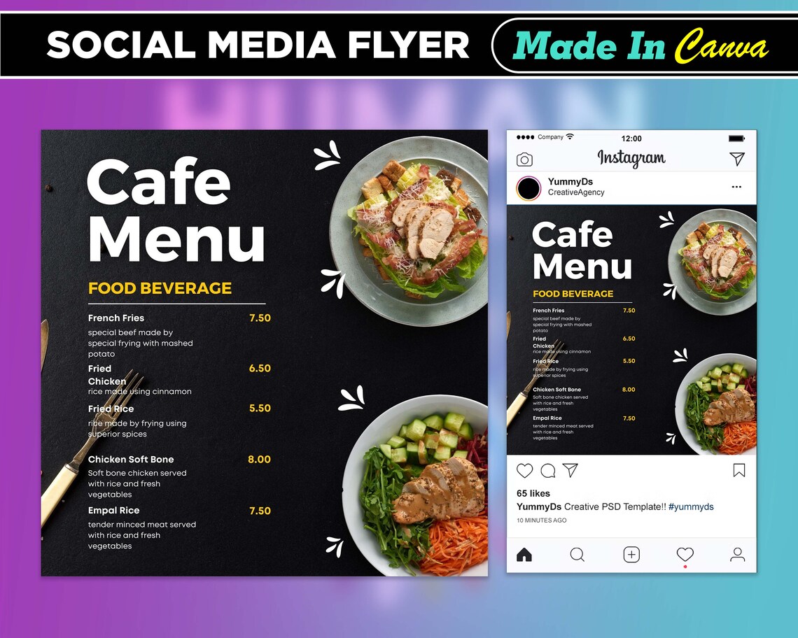 Menu Flyer DIY Canva Menu Flyer Template 2022 Editable Canva - Etsy