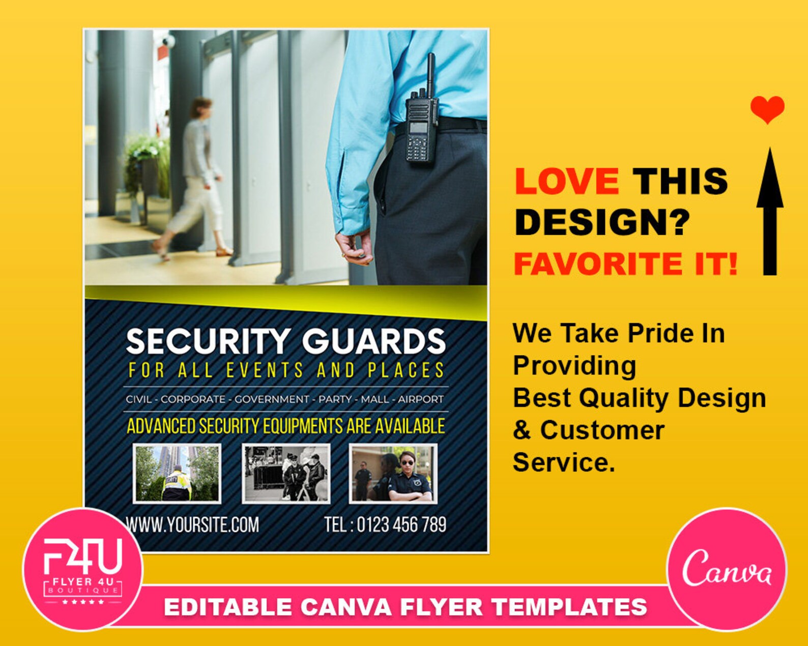 Security Service Flyer, DIY Canva Security Service Flyer Template 2022 ...