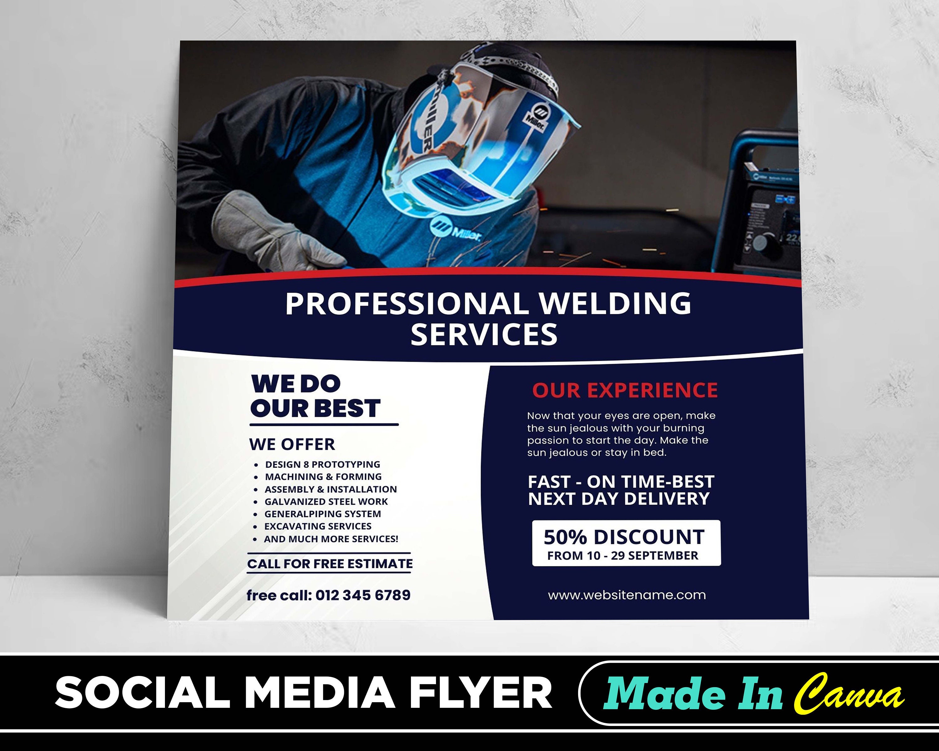 Welding Service Flyer, DIY Canva Welding Service Flyer Template 2022 ...
