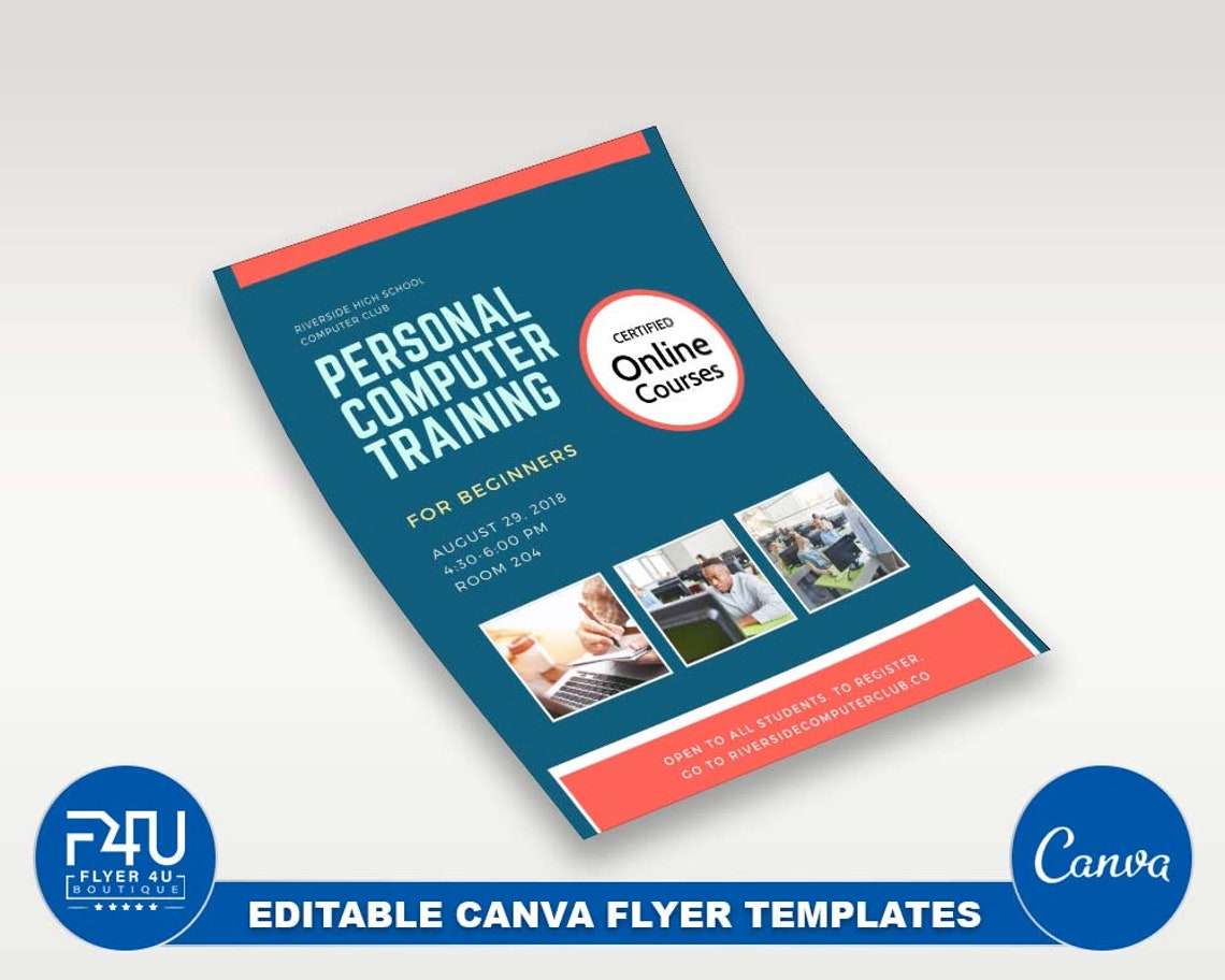 Personal Computer Training Flyer DIY Canva Personal Computer | Etsy