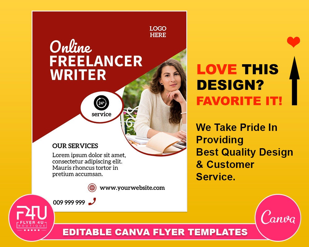 Freelance Writer Flyer DIY Canva Freelance Writer Flyer - Etsy