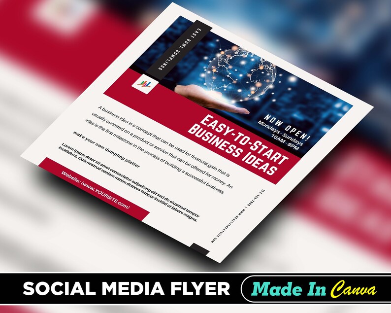 Easy to Start Business Ideas Flyer, DIY Canva Easy to Start Business ...