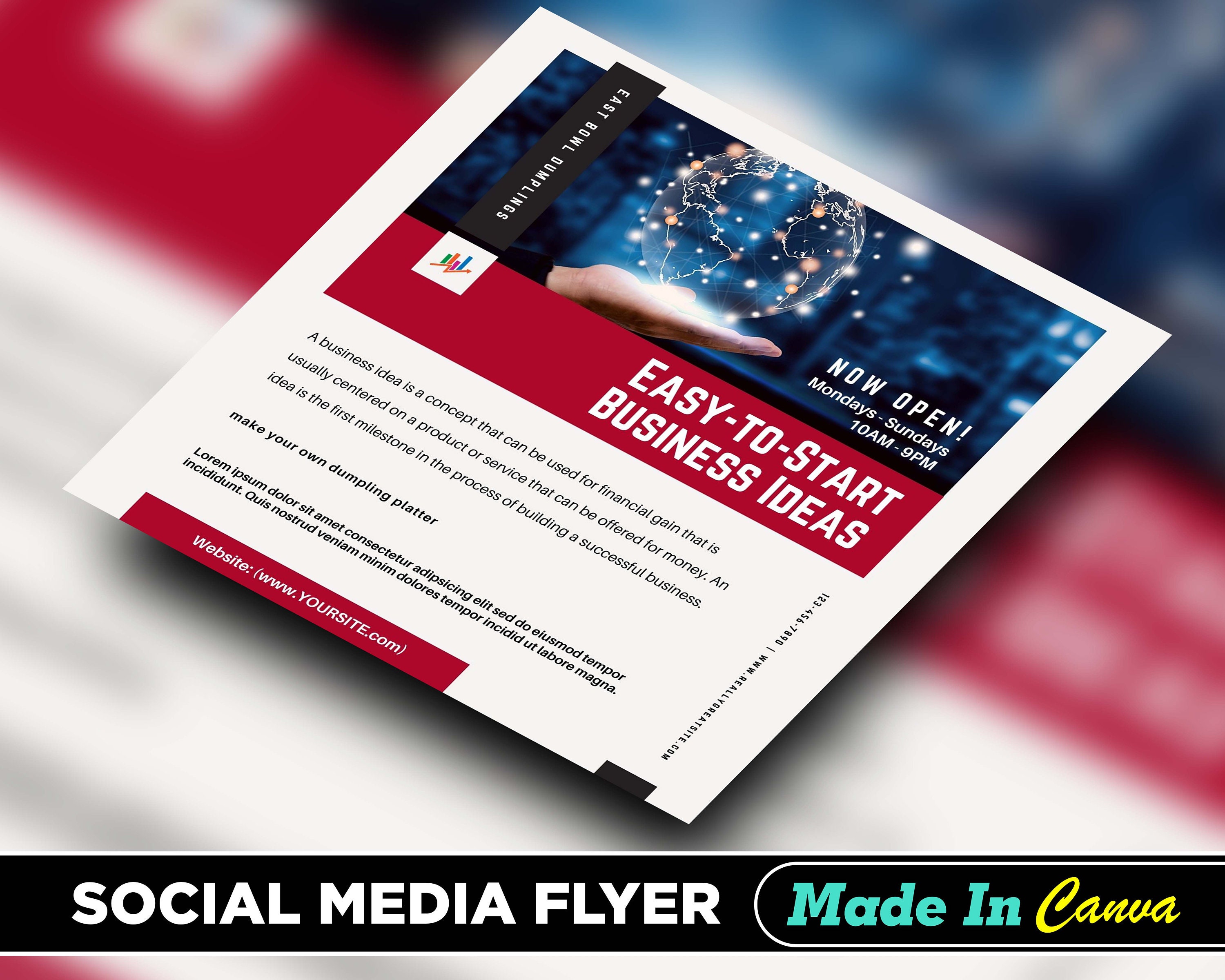 Easy to Start Business Ideas Flyer, DIY Canva Easy to Start Business ...