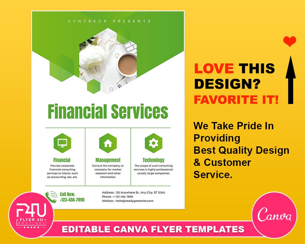 Financial Services Flyer, DIY Canva Financial Services Flyer Template ...
