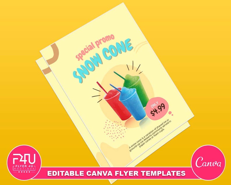 Snow Cone Flyer DIY Canva Snow Cone Templates Editable Canva - Etsy