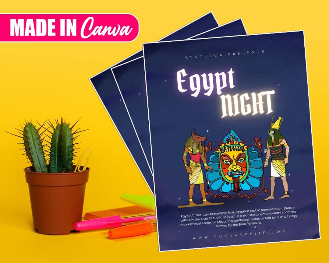Egypt Night Flyer, DIY Canva Egypt Night Flyer Template, Editable Canva ...