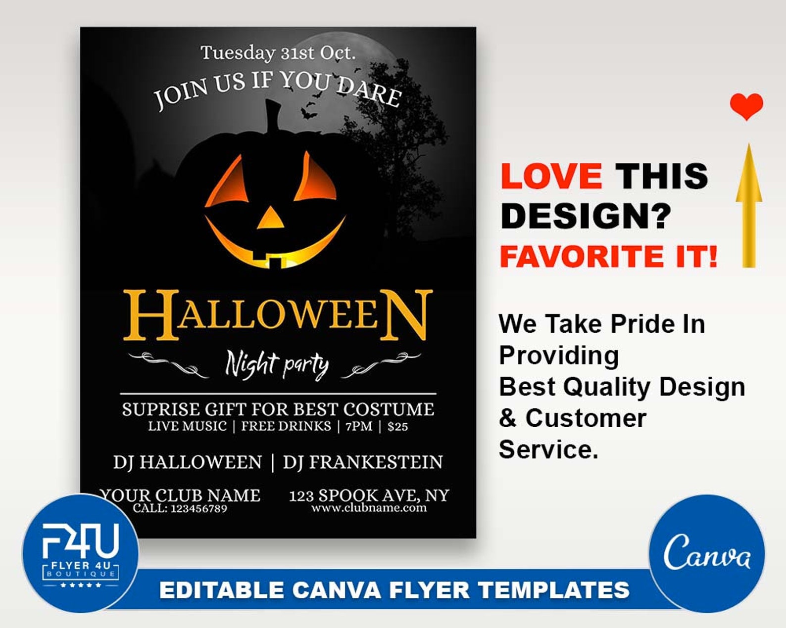 Halloween day DIY Canva halloween day Flyer Template 2021 | Etsy