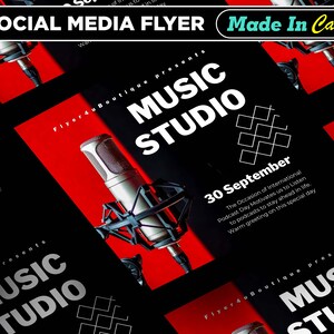Music Studio Flyer, DIY Canva Music Studio Flyer Template, Editable ...