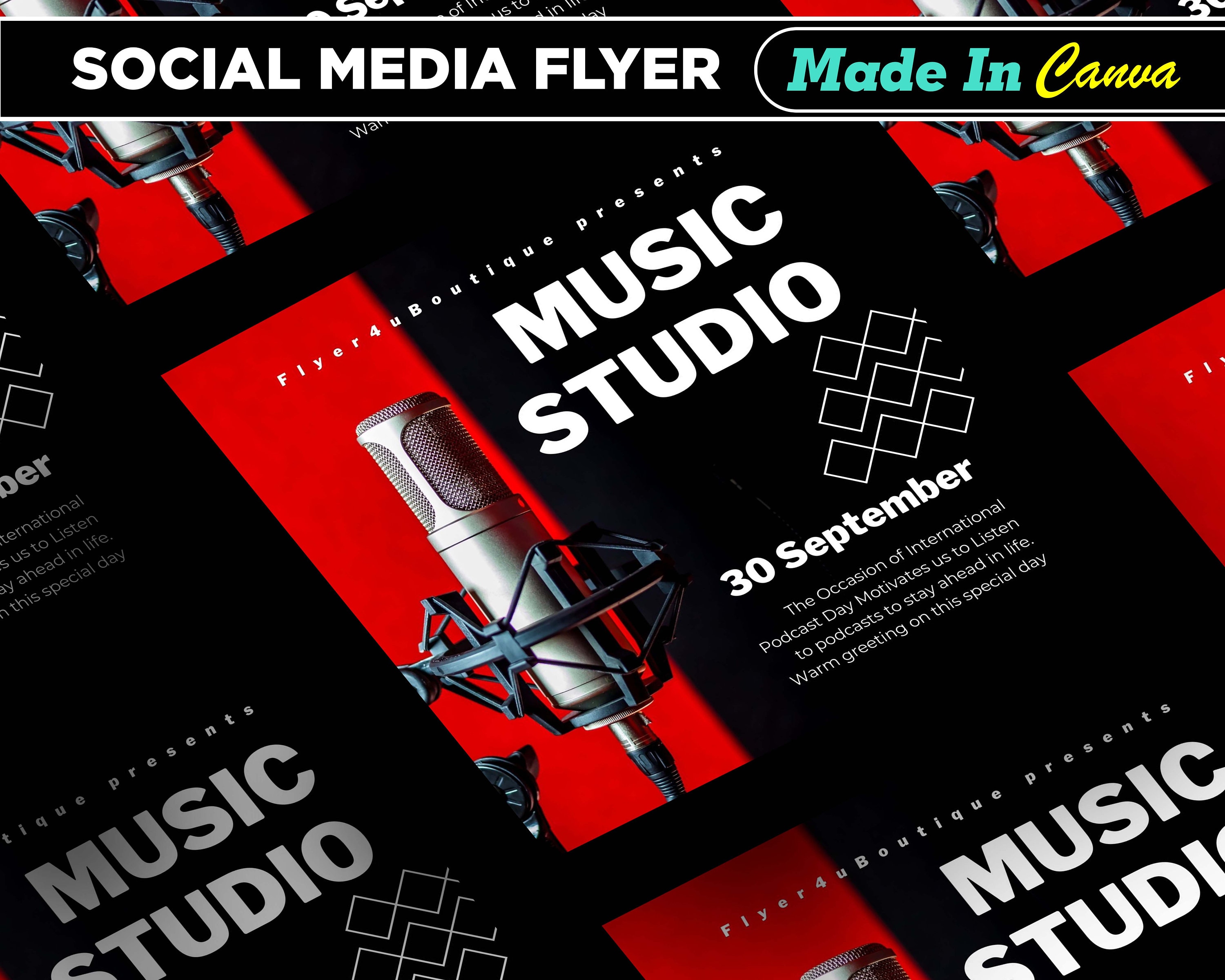 Music Studio Flyer, DIY Canva Music Studio Flyer Template, Editable ...