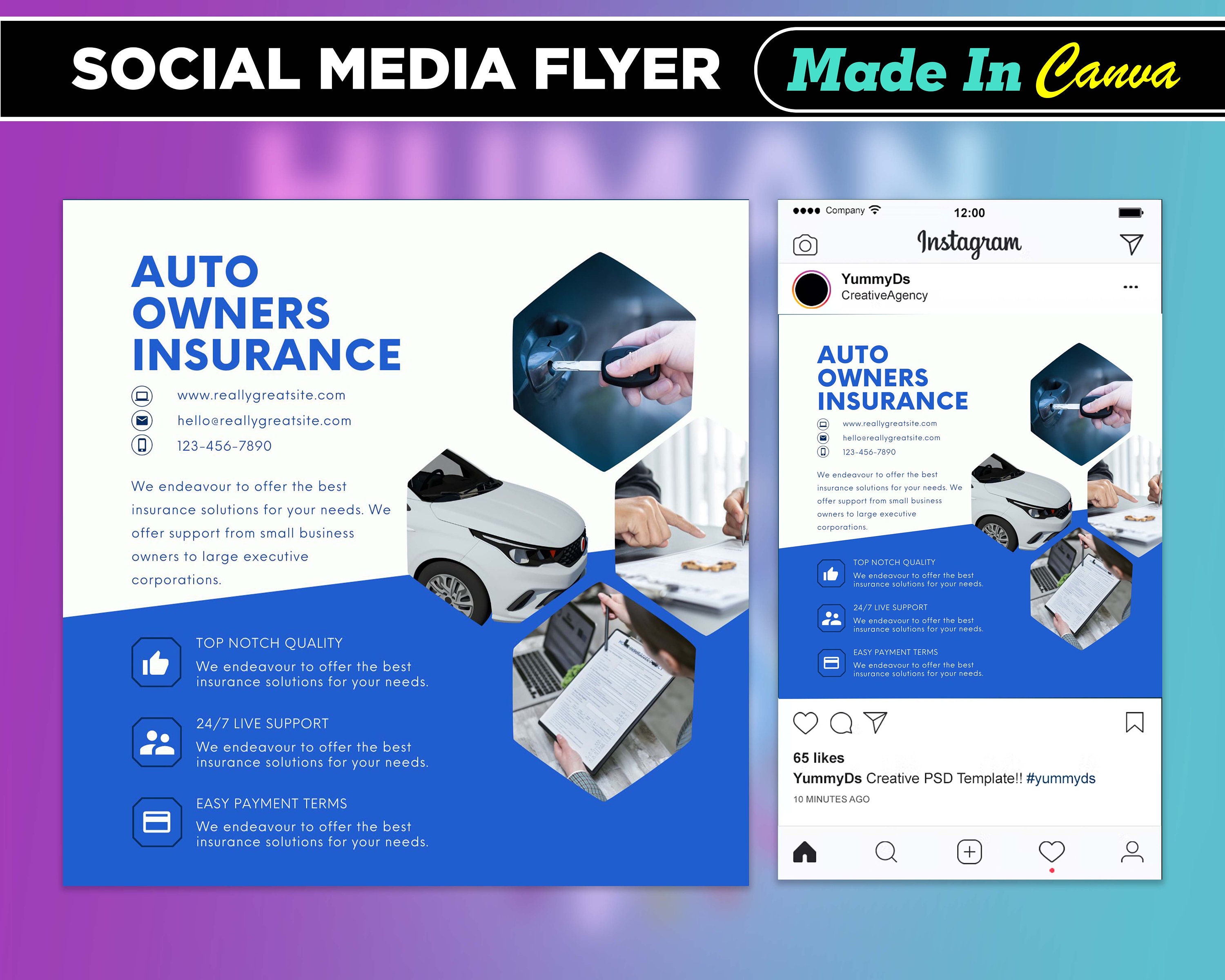 Auto Owners Insurance Flyer, DIY Canva Auto Owners Insurance Flyer ...