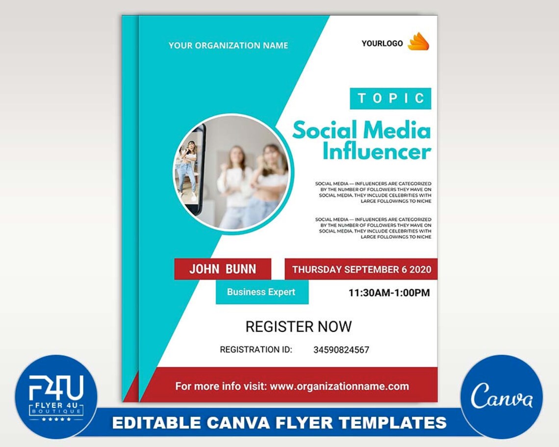Social Media Influencer Flyer DIY Canva Social Media | Etsy