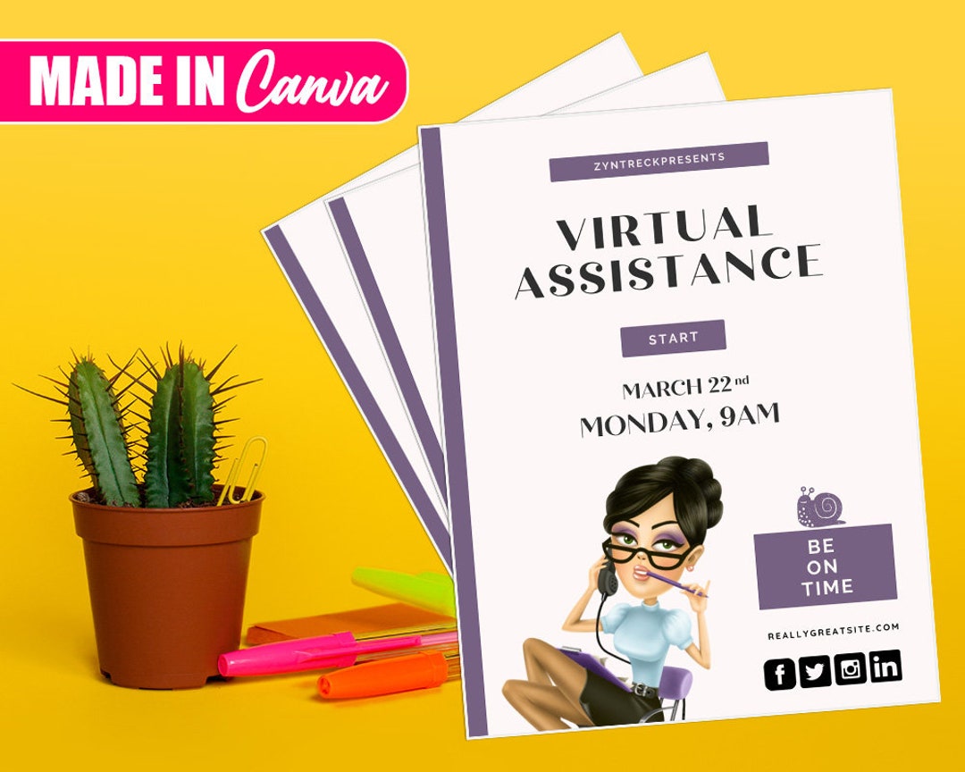 Virtual Assistant Flyer, DIY Canva Virtual Assistant Flyer Template ...