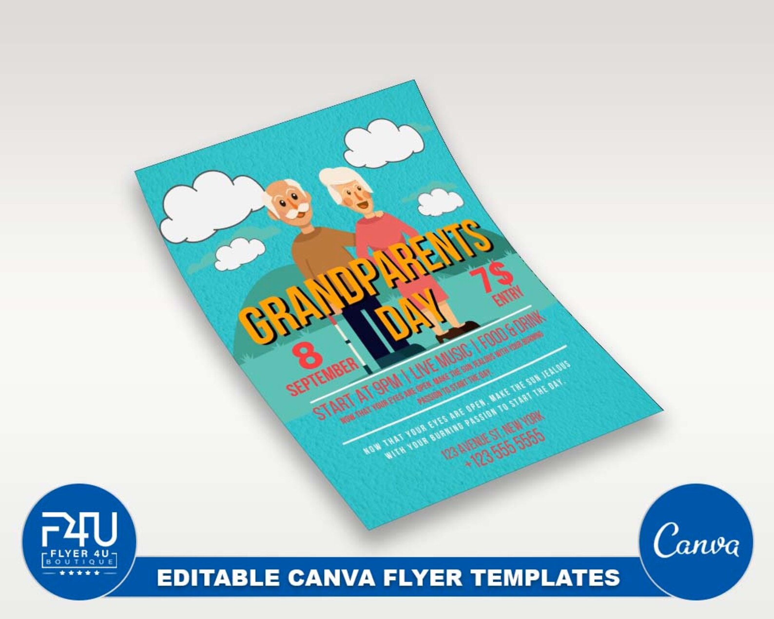Grandparents Day Flyer DIY Canva Grandparents Day Flyer - Etsy