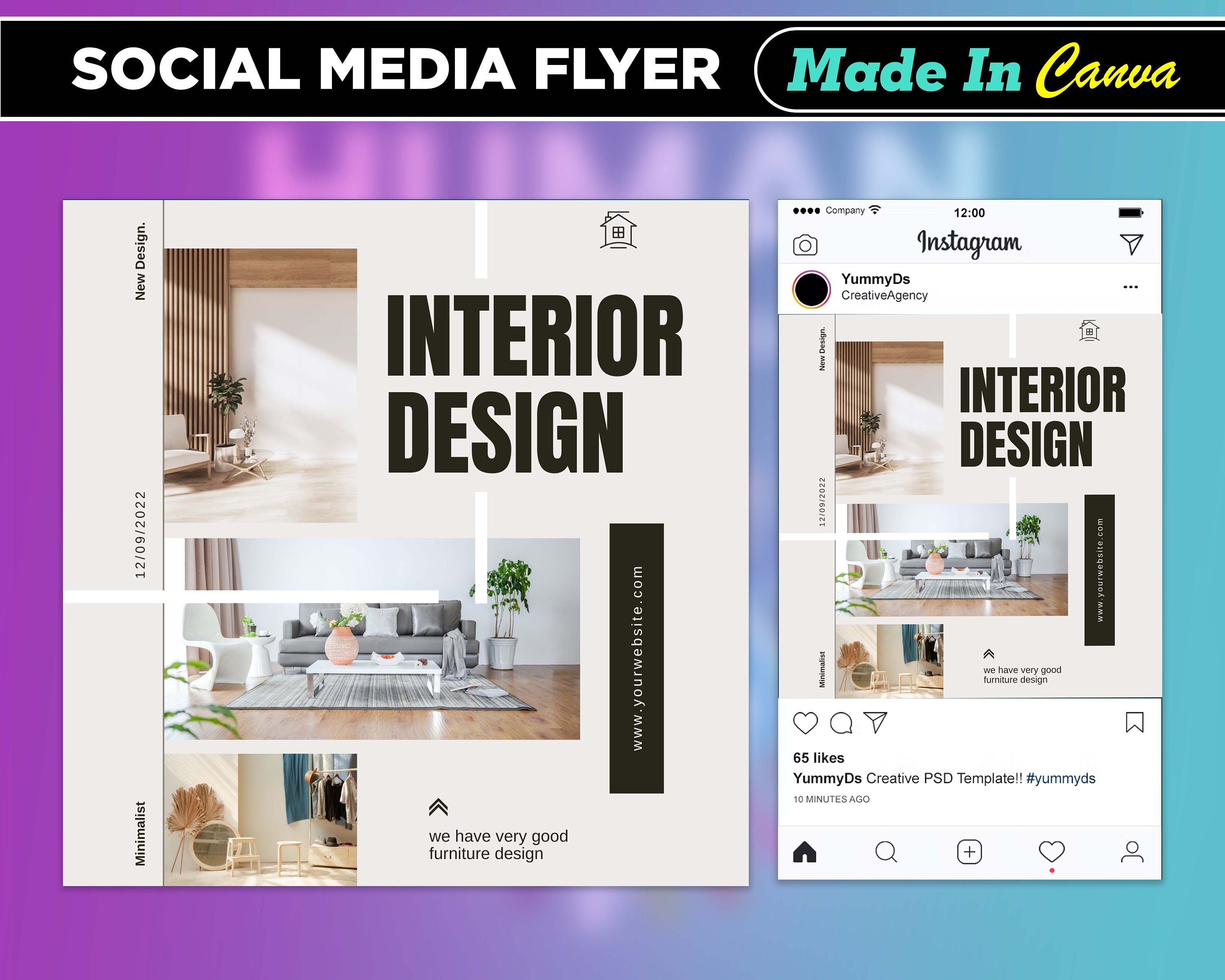 Interior Design Flyer DIY Canva Interior Design Flyer - Etsy