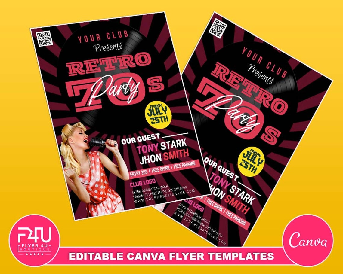 Retro Flyers DIY Canva Retro Flyers Editable Canva US Letter | Etsy