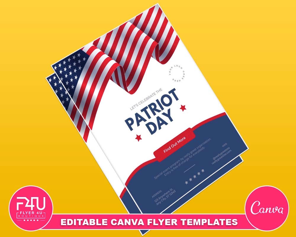 Patriot Day Flyer, DIY Canva Patriot Day Flyer, Editable Canva US ...