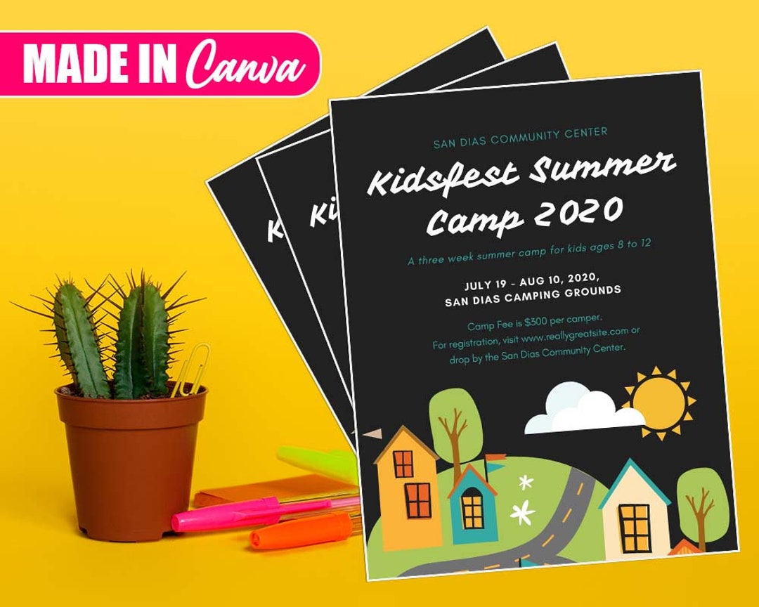 Kids Summer Camp Flyer, DIY Canva Kids Summer Camp Templates, Editable ...