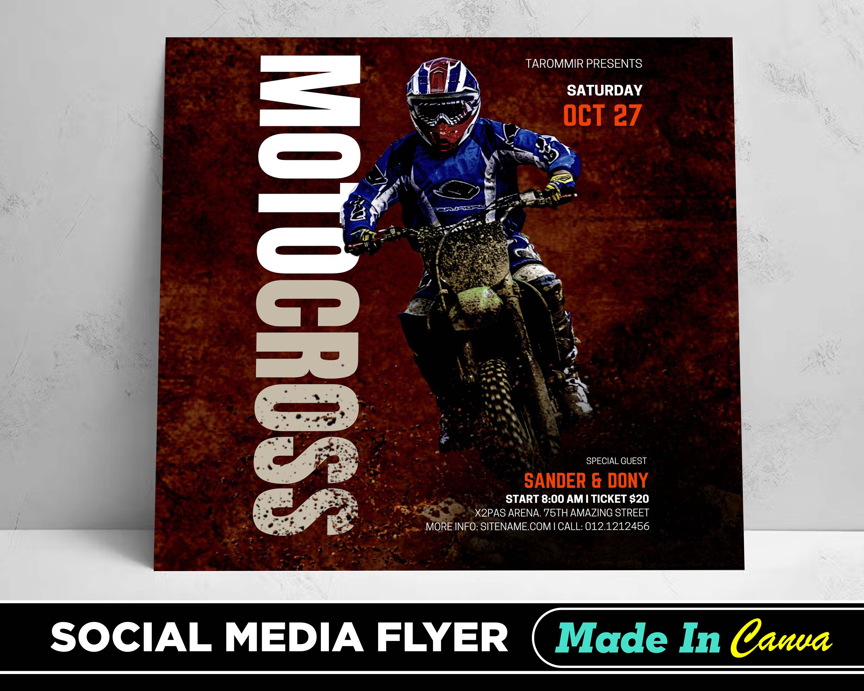 Moto Rally Flyer, DIY Canva Moto Rally Flyer Template, Editable Canva ...