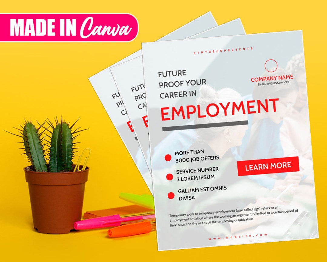 Temporary Employment Agency Flyer, DIY Canva Temporary Employment ...
