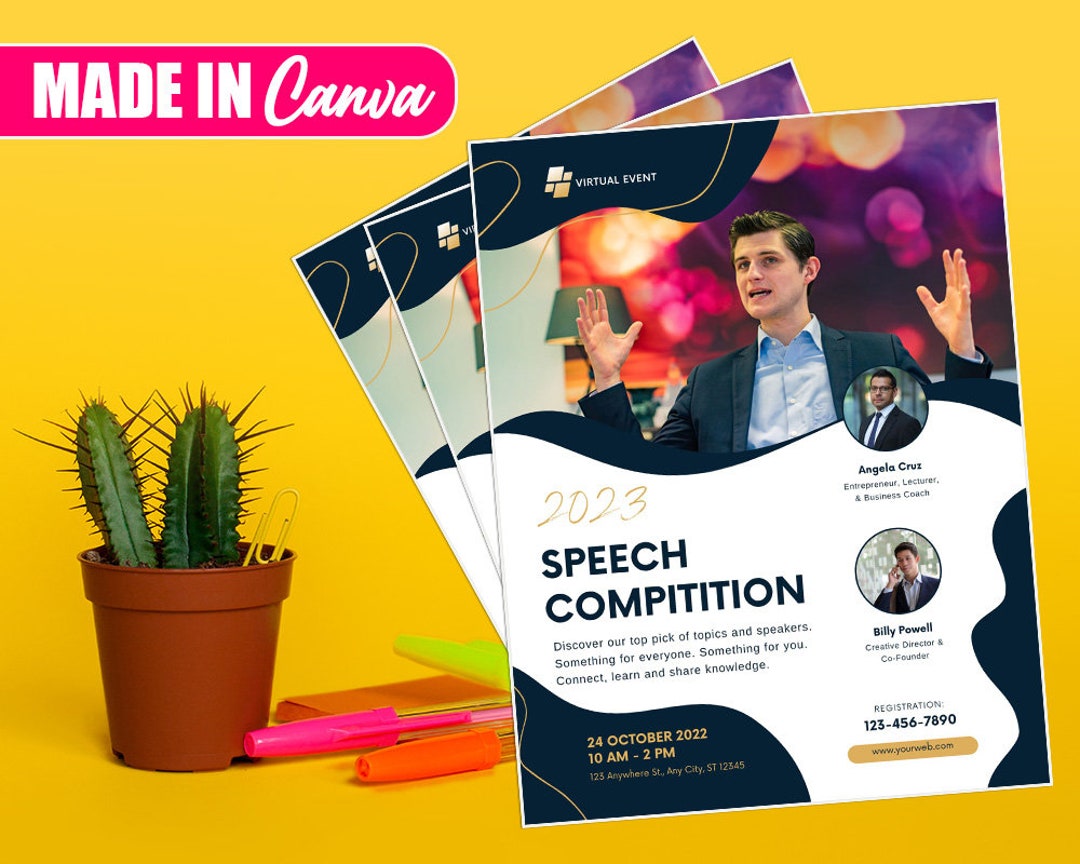 Speech Competition Flyer, DIY Canva Speech Competition Flyer Template ...
