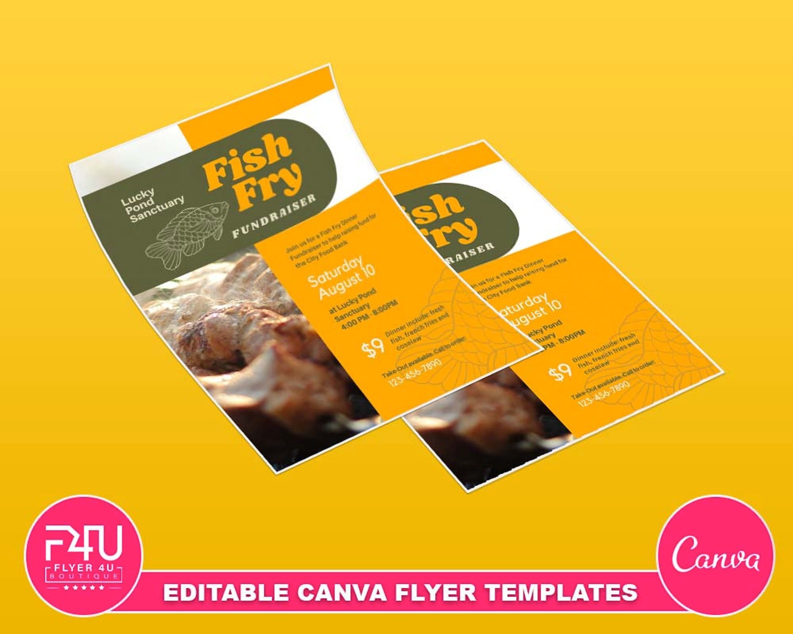 Fish Fry Flyer DIY Canva Fish Fry Flyer Template Editable US - Etsy