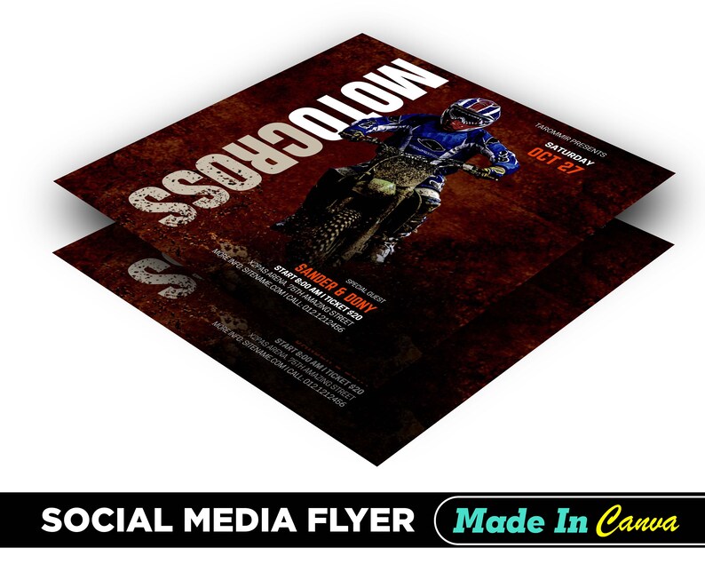 Moto Rally Flyer, DIY Canva Moto Rally Flyer Template, Editable Canva ...
