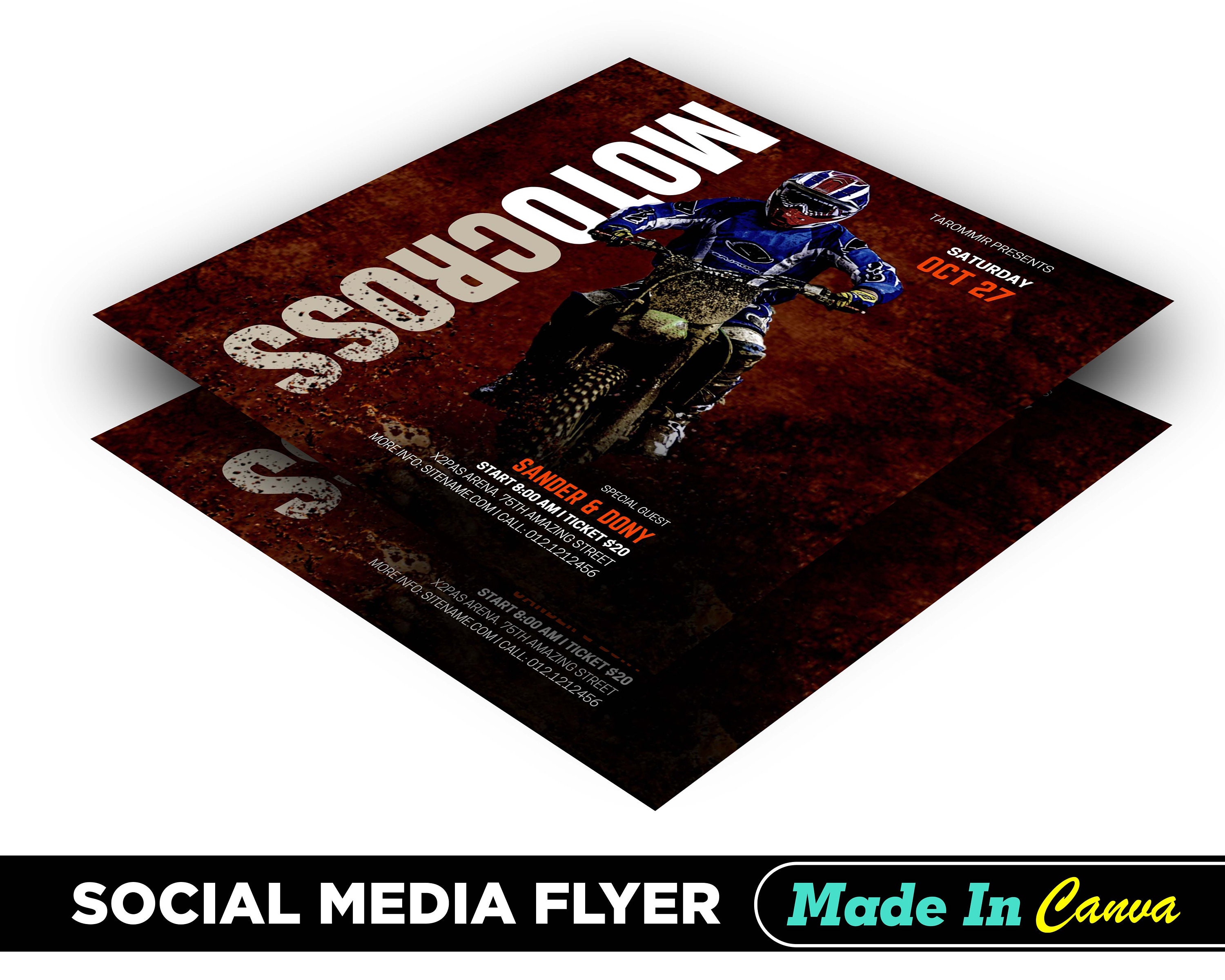 Moto Rally Flyer, DIY Canva Moto Rally Flyer Template, Editable Canva ...