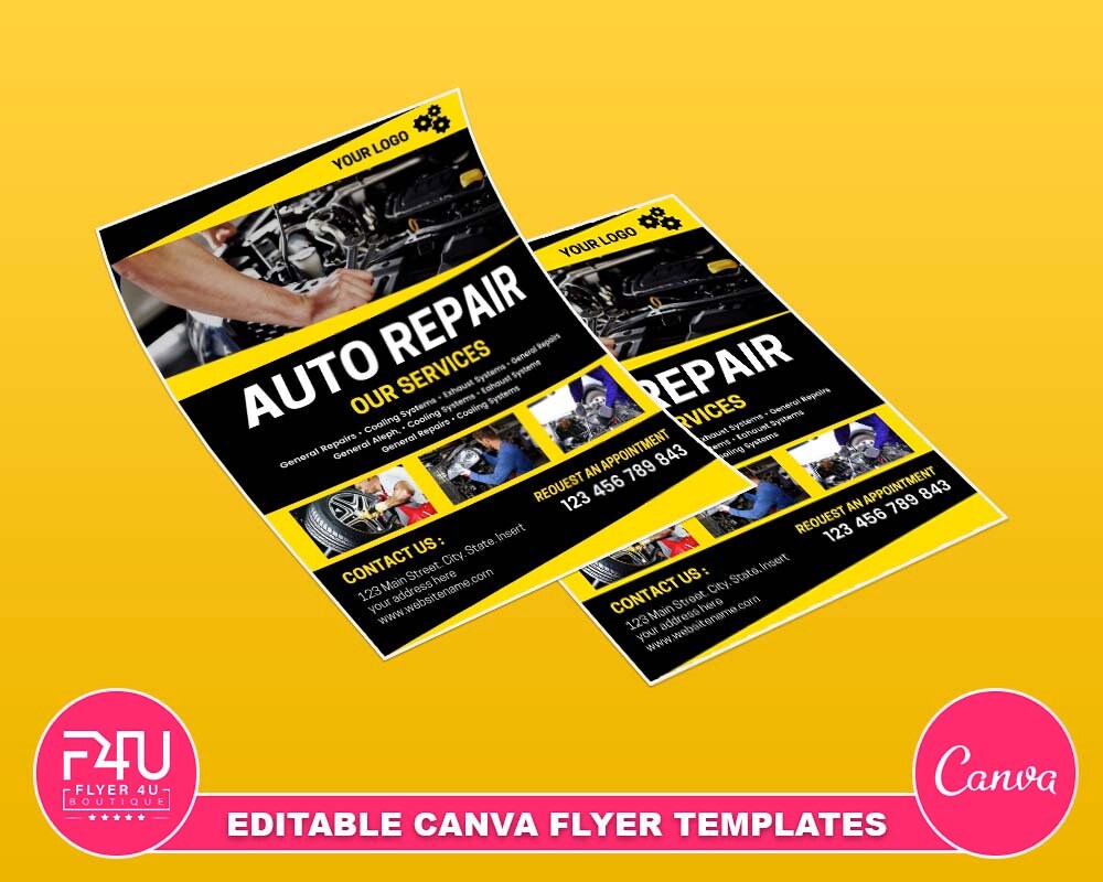 Mechanic Flyer, DIY Canva Mechanic Flyer, Editable Canva US Letter Size ...