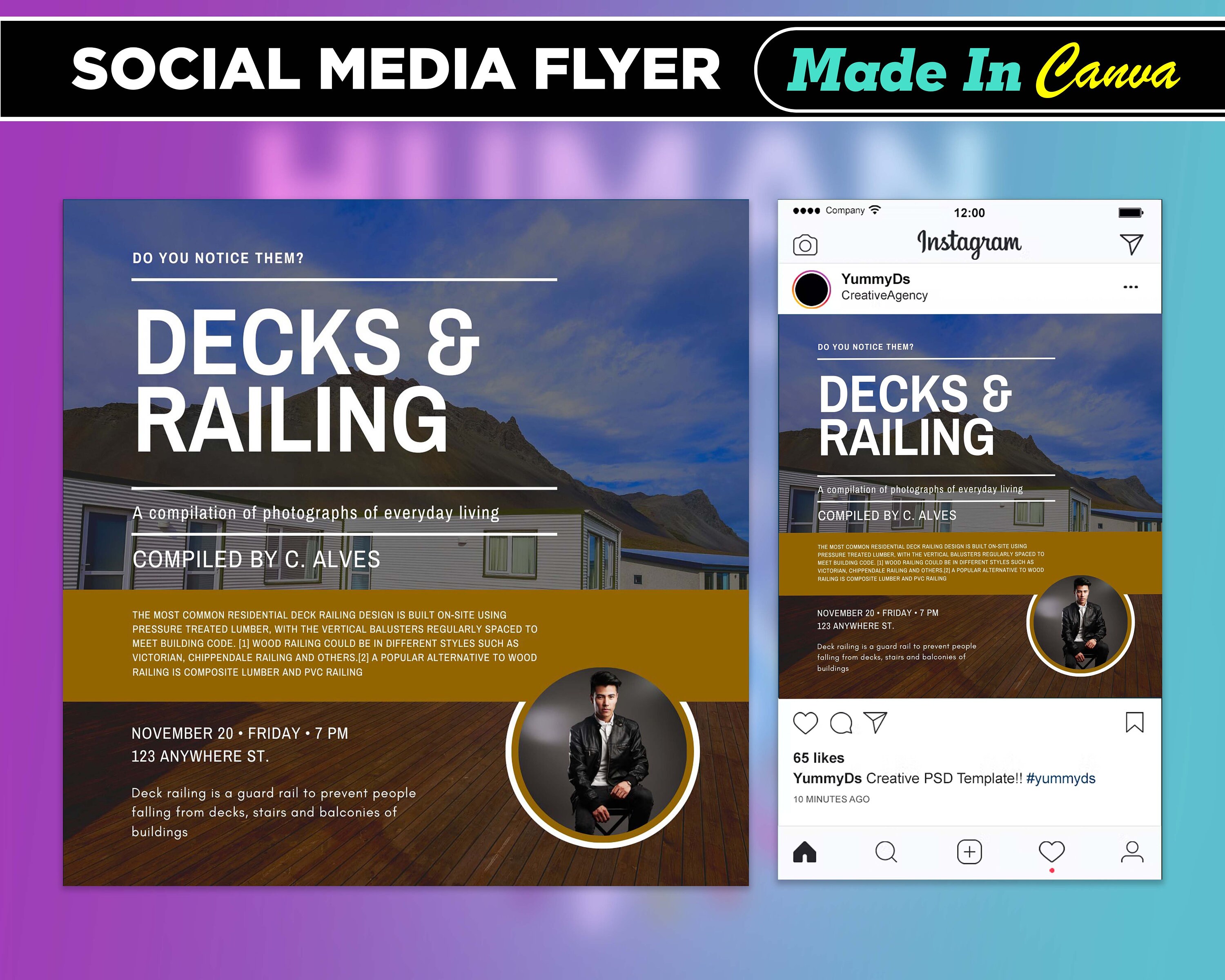 Decks & Railing Flyer, DIY Canva Decks and Railing Flyer Template ...