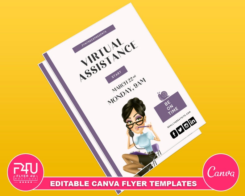 Virtual Assistant Flyer, DIY Canva Virtual Assistant Flyer Template ...