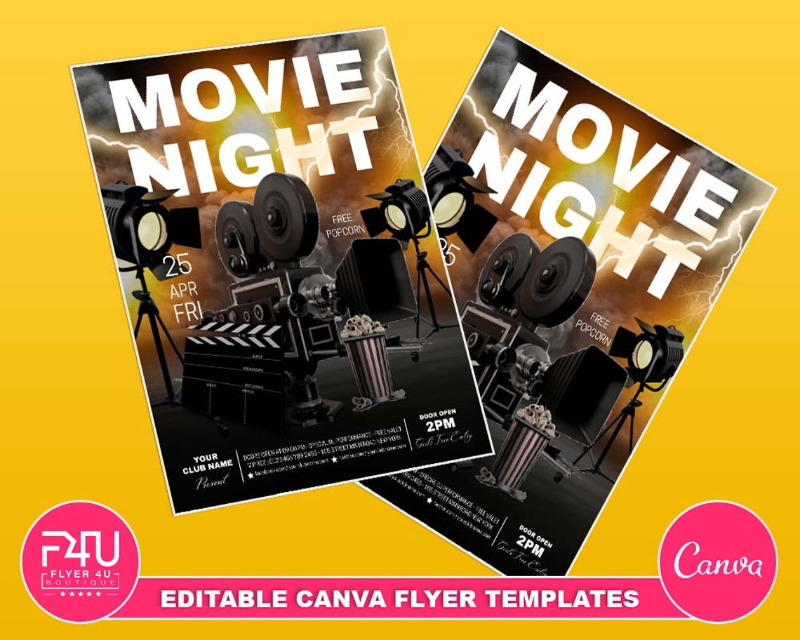 Movie Flyers DIY Canva Movie Flyers Editable Canva US Letter | Etsy