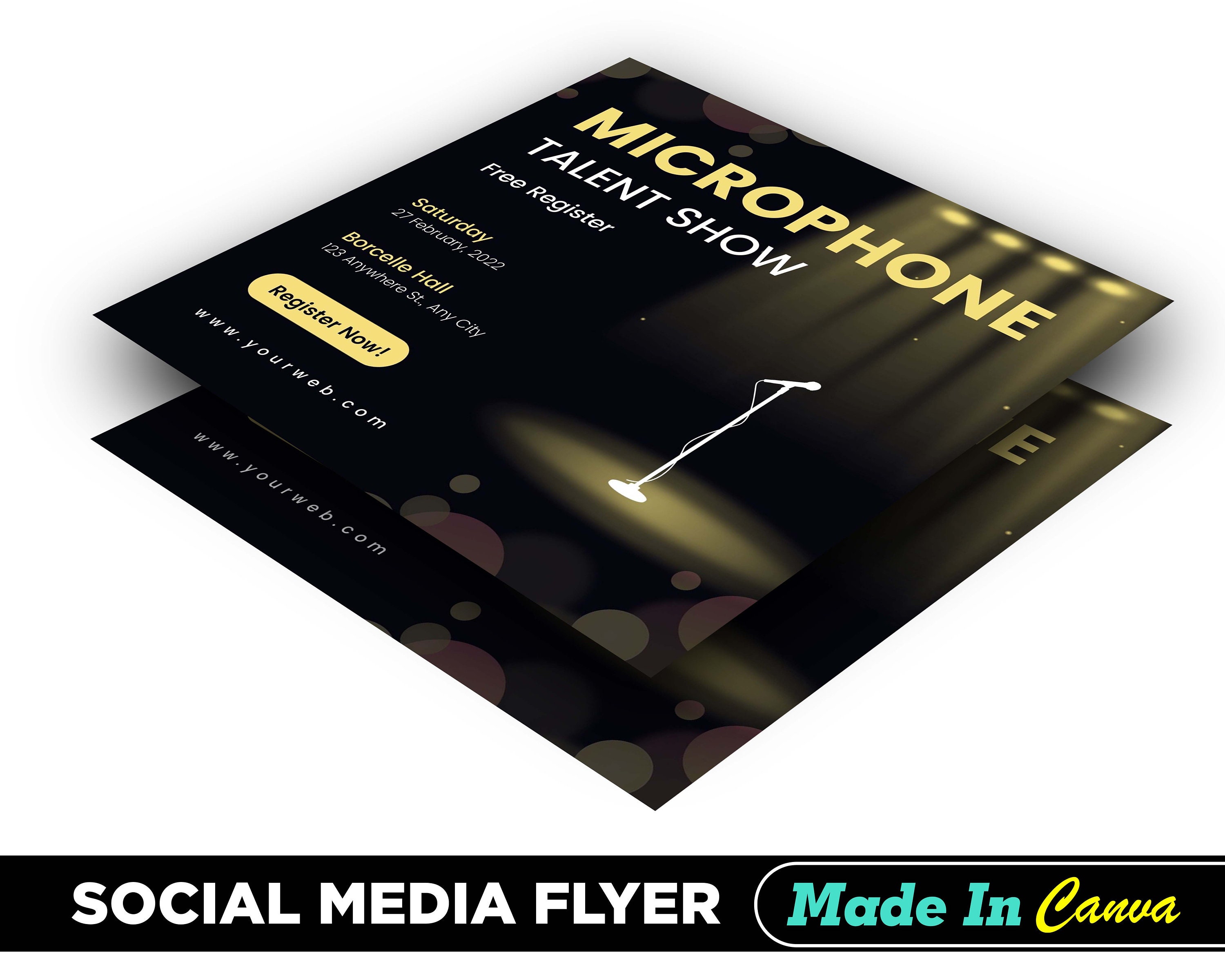 Microphone Talent Show Flyer, DIY Canva Microphone Talent Flyer ...