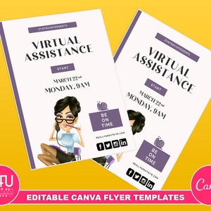 Virtual Assistant Flyer, DIY Canva Virtual Assistant Flyer Template ...