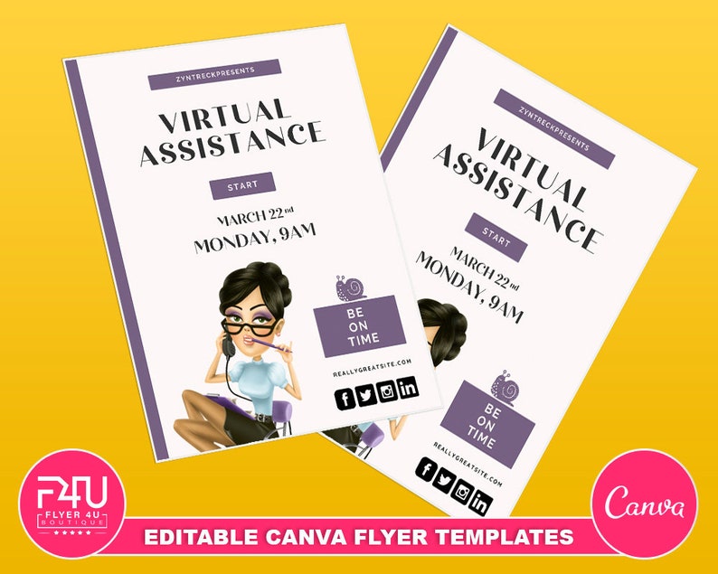 Virtual Assistant Flyer, DIY Canva Virtual Assistant Flyer Template ...