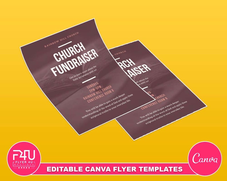 Church Fundraiser Flyer, DIY Canva Church Fundraiser Flyer Template ...
