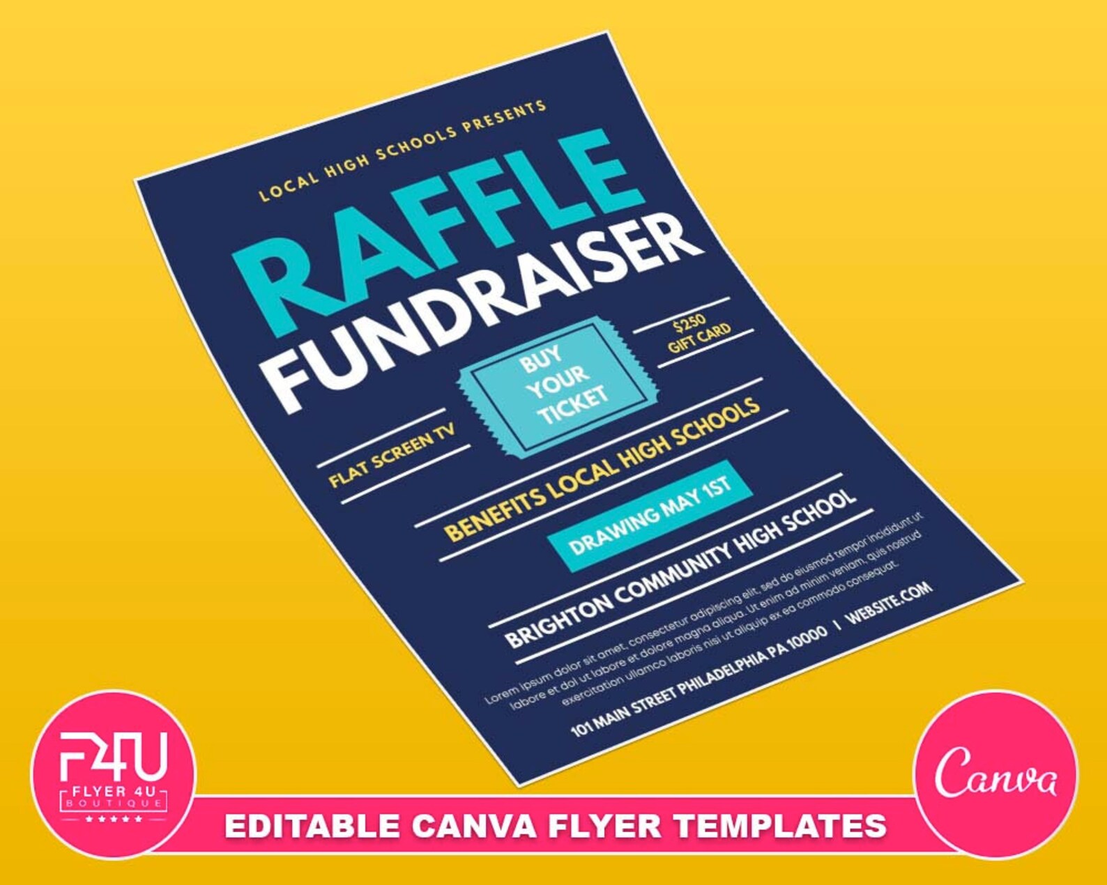 Raffle Fundraiser Flyer DIY Canva Raffle Fundraiser - Etsy