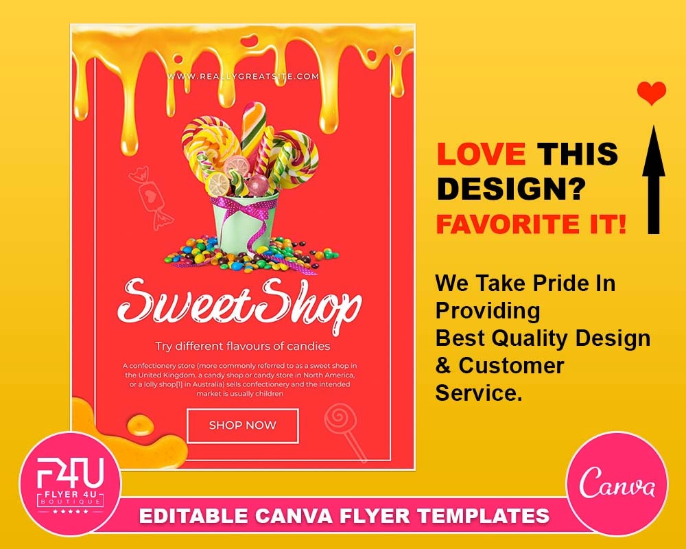 Sweet Shop Flyer, DIY Canva Sweet Shop Flyer Template 2022, Editable US ...