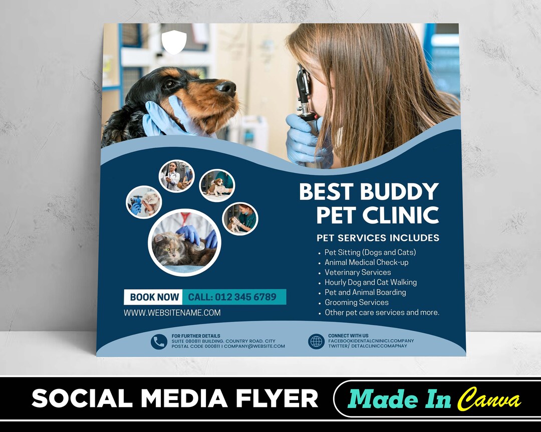 Pet Veterinary Flyer, DIY Canva Pet Veterinary Flyer Template 2022 ...