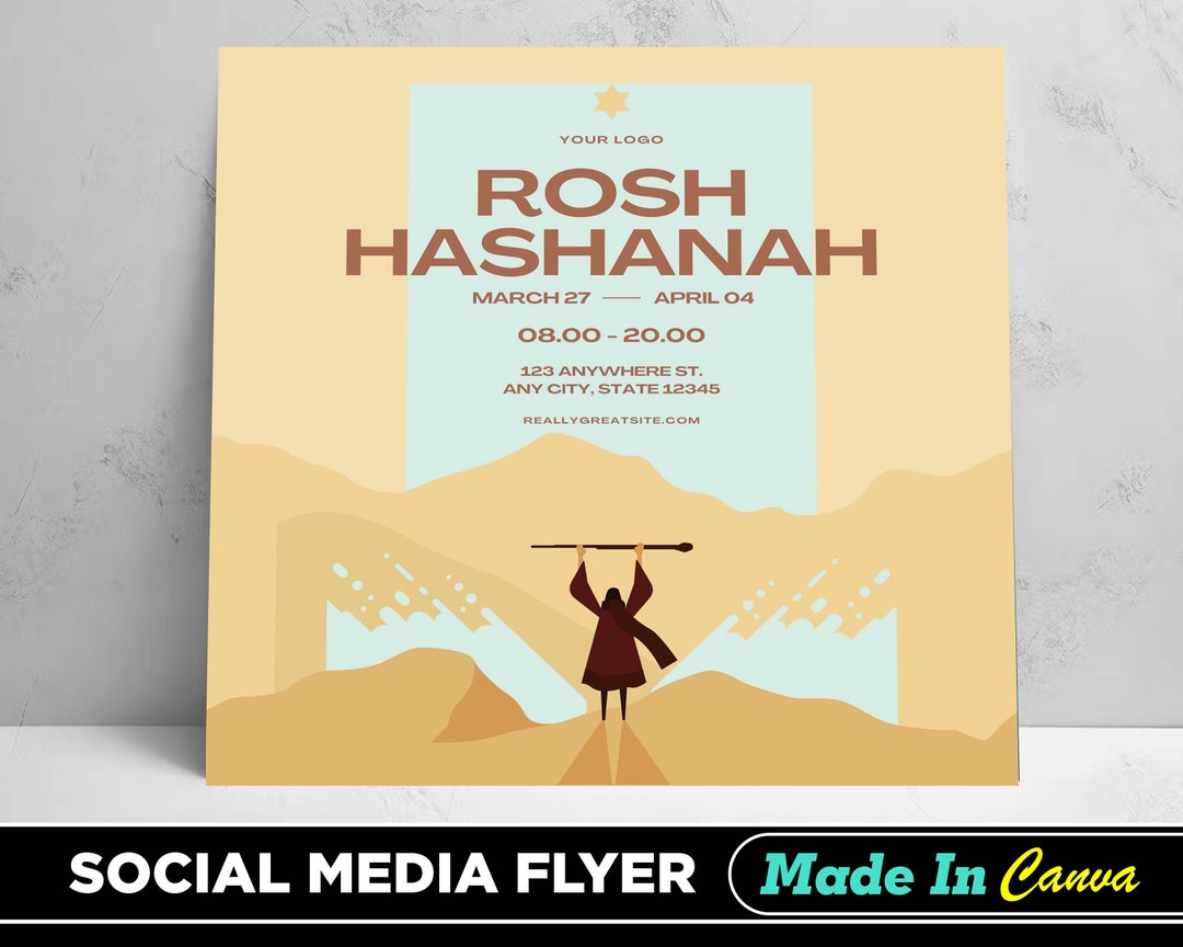 Rosh Hashanah Flyer, DIY Canva Rosh Hashanah Flyer Template 2022 ...
