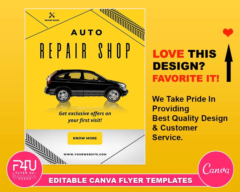 Auto Repair Shop Flyer, DIY Canva Auto Repair Shop Flyer, Editable ...