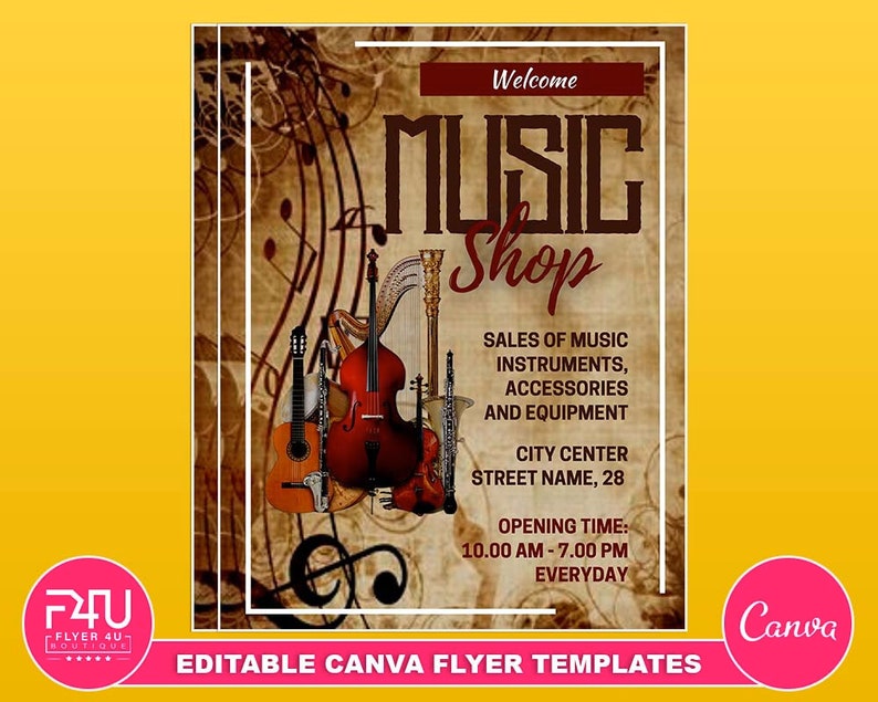 Sell Music Instrument Flyer DIY Canva Sell Music Instrument - Etsy