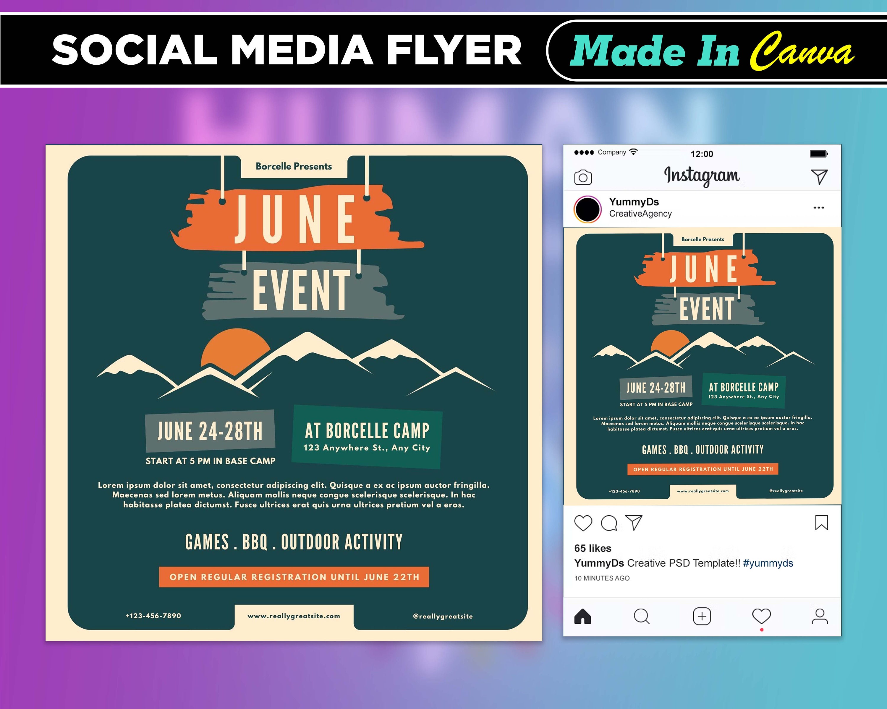 June Event Flyer, DIY Canva June Event Flyer Template 2022, Editable ...