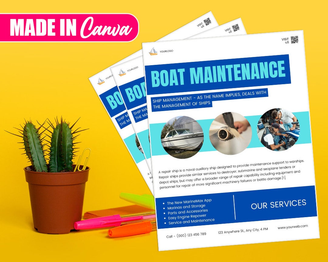 Boat Maintenance Flyer, DIY Canva Boat Maintenance Flyer Template 2022 ...