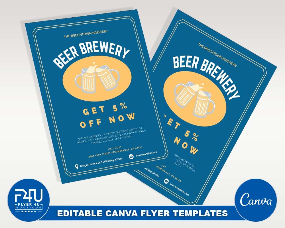 Beer Brewery Flyer DIY Canva Beer Brewery Flyer Template - Etsy