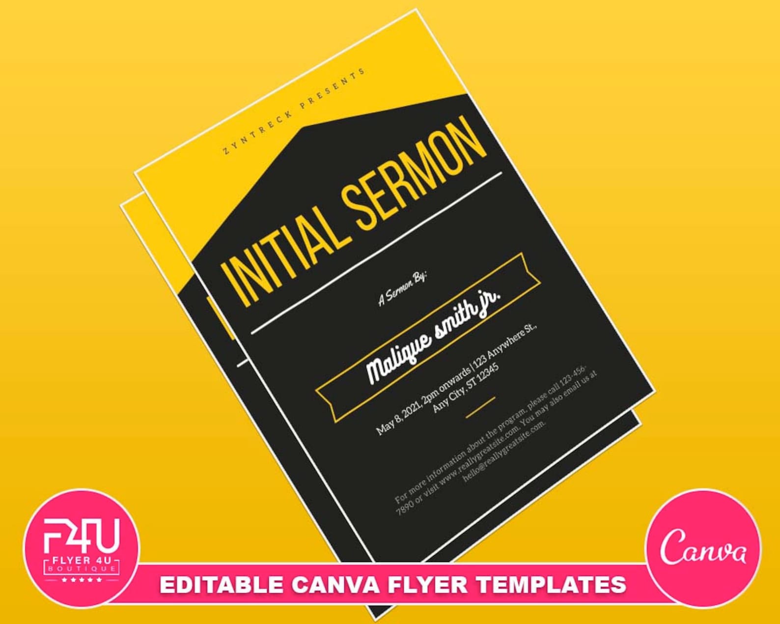 Initial Sermon Flyer, DIY Canva Initial Sermon Flyer Template, Editable ...