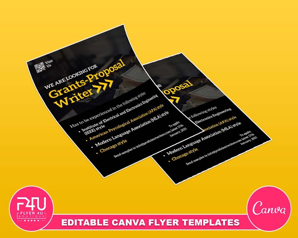 Grant Proposal Writer Flyer, DIY Canva Grant Proposal Writer Flyer ...