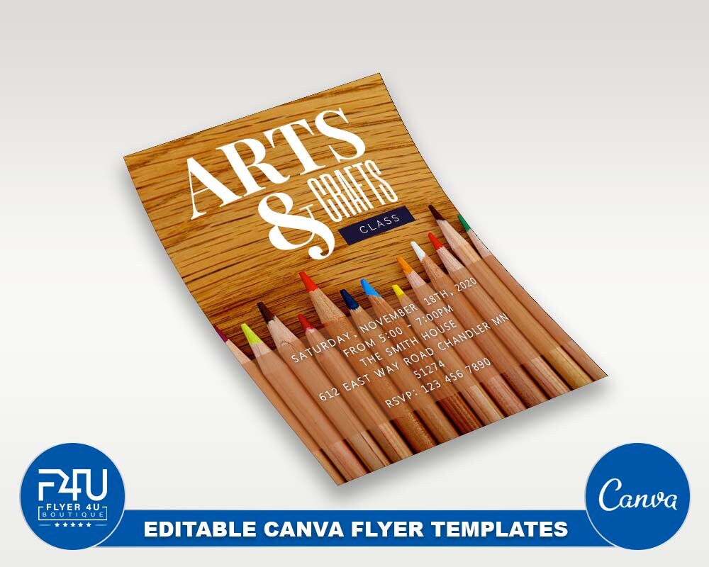 Craft Class Flyer, DIY Canva Craft Class Flyer Template 2022, Editable ...